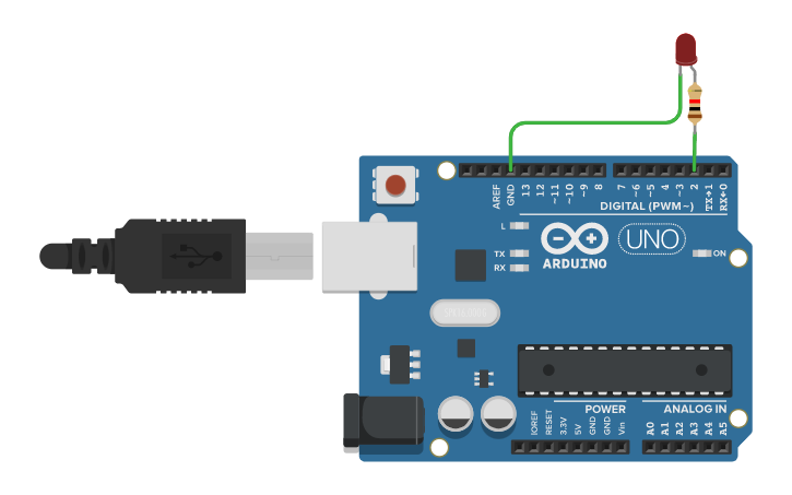 Circuit design Arduino LED blink - Tinkercad