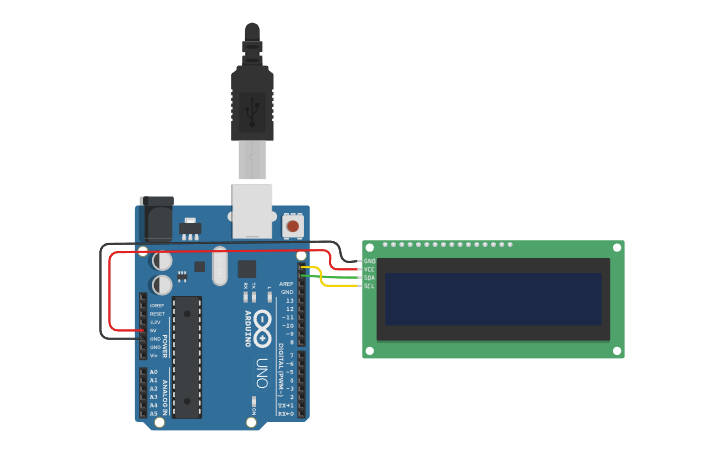 Circuit design LCD I2C - Tinkercad