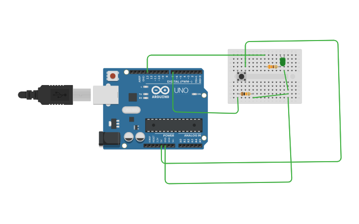 Circuit design Arduino LED push button - Tinkercad