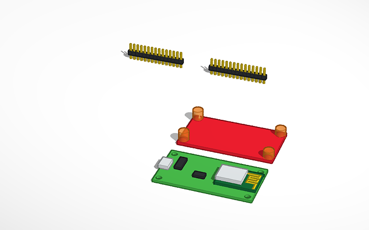 3D design NodeMCU ESP8266 mount + the module w/o pins - Tinkercad