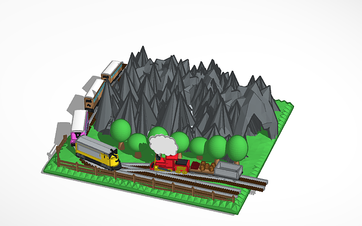 3D design railroad diorama - Tinkercad