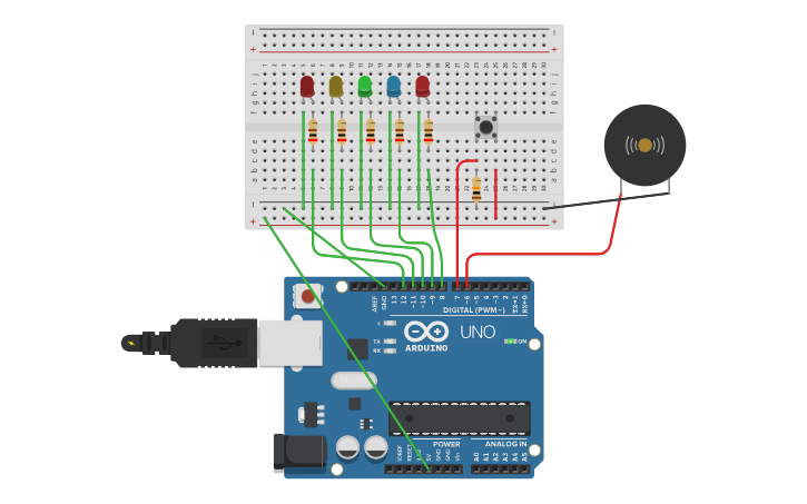 Circuit design LED roulette 2 - Tinkercad