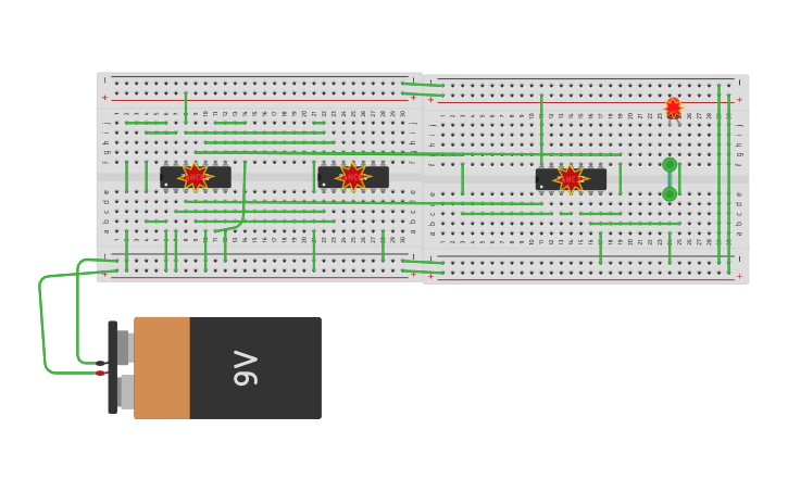 Circuit design K-map(ab+ad+b'cd') - Tinkercad