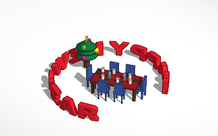 3D design Happy New Year - Tinkercad