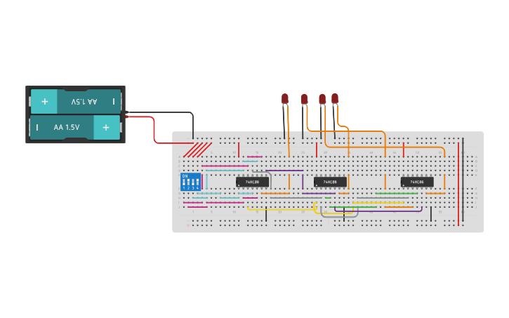 Circuit design 2 BIT MULTIPLIER - Tinkercad