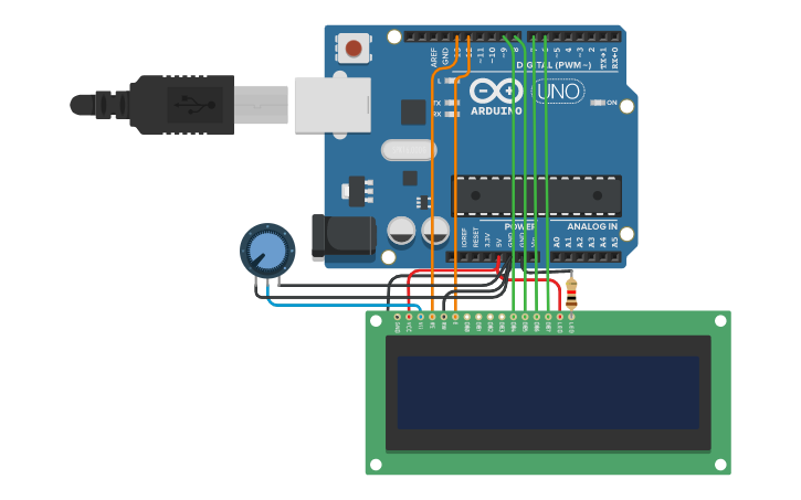 Circuit design LCD interfacing with arduino - Tinkercad