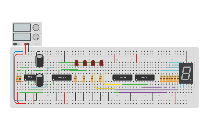 Circuit design TACO + 74HC93 - Tinkercad