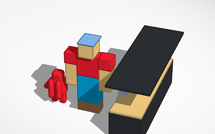 3D design OWEN'S minecraft character w/ kid and a school of fish ...