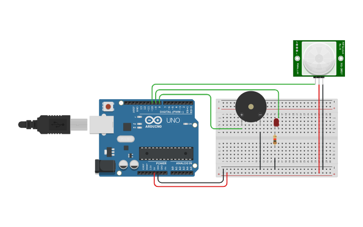 Circuit design Motion Detection using PIR Sensor - Tinkercad