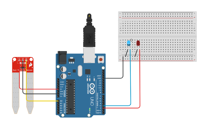 Circuit design Soil Humidity Sensor - Tinkercad