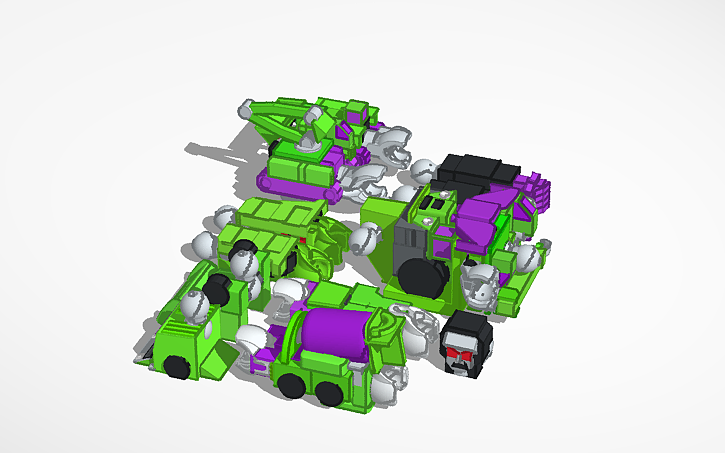 3D design buildable transformer combiner devastator - Tinkercad