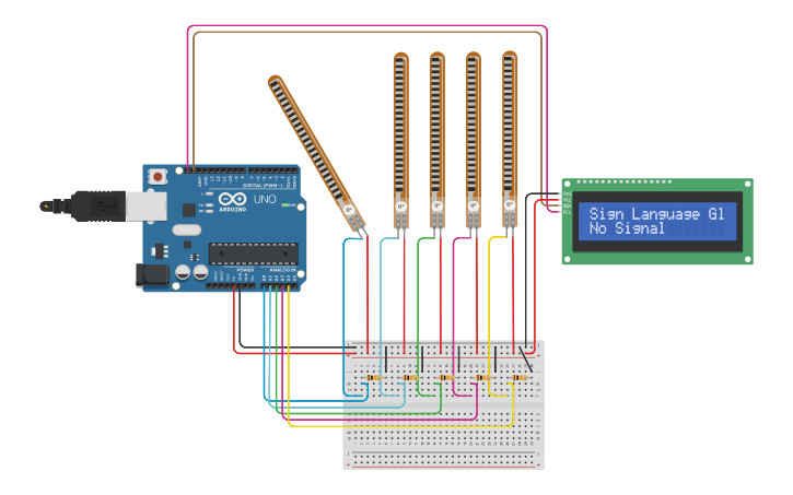 Circuit design Sign Language Glove - Tinkercad