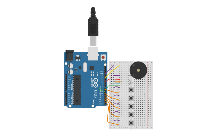 Circuit design Musical Keyboard RGB - Tinkercad
