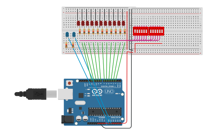 Circuit design Reading Intel 8755A EPROM with an Arduino Uno R3 - Tinkercad