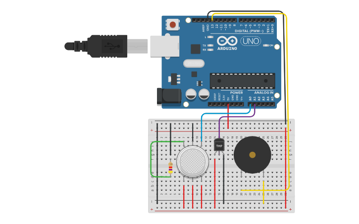 Circuit design sensor mq2 - Tinkercad