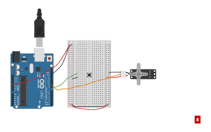 Circuit Design Servo Com Botão Tinkercad