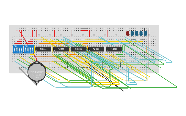 Circuit design 4-Bit Binary Adder - Tinkercad