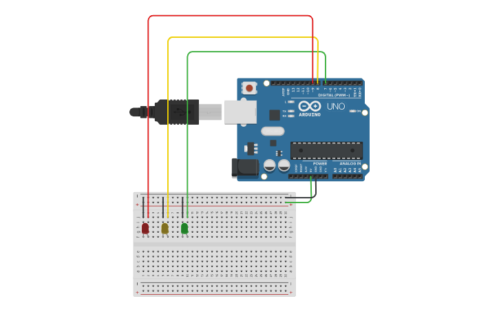 Circuit design Traffic Light using arduino - Tinkercad