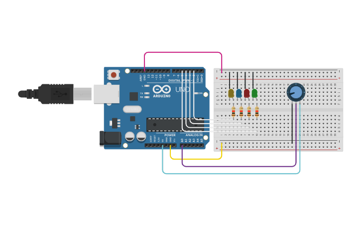 Circuit design potentiometer - Tinkercad