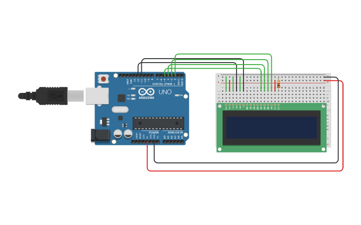Circuit design PR-6 Interfacing LCD with Arduino - Tinkercad