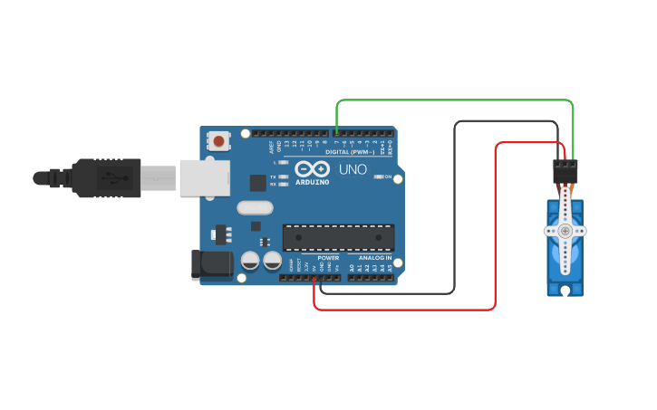 Circuit design Servo motor and arduino using angle - Tinkercad