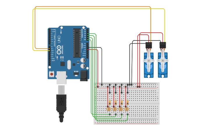 Circuit design Dual Axis Solar Tracker - Tinkercad