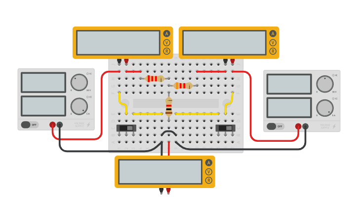 Circuit design Superposition Theorem - Tinkercad