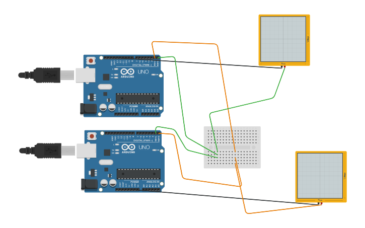 Circuit design master slave - Tinkercad