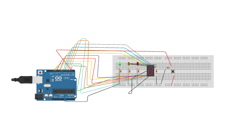 Circuit design Traffic Light w/ Timer (7 segment display) - Tinkercad