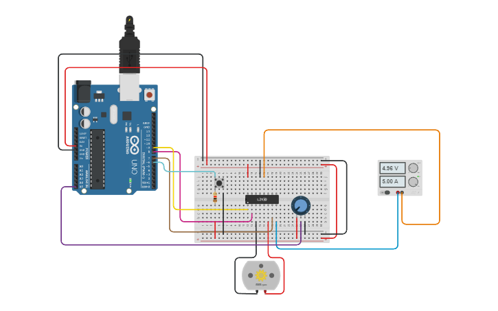 Circuit design Copy of speed and direction control of dc motor - Tinkercad