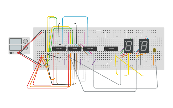 Circuit design 2 BIT BINARY ADDER - Tinkercad
