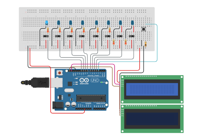 Circuit design Binary to Integer Convertor - Tinkercad