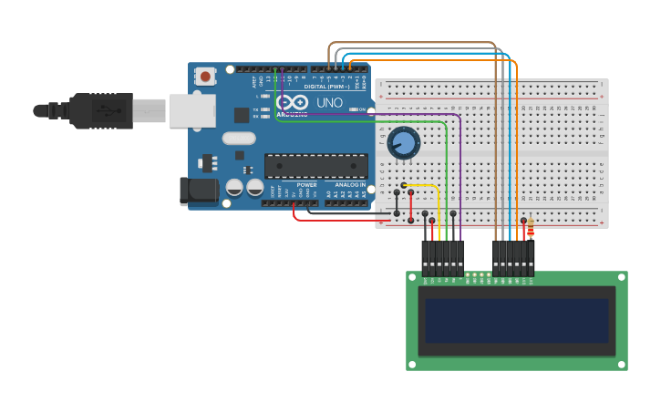 Circuit design 28 - LCD sem i2C - Tinkercad
