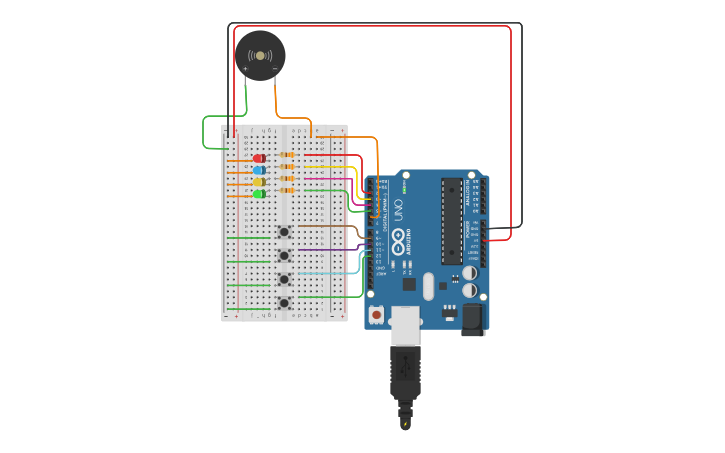 Circuit design Simon dice - Tinkercad