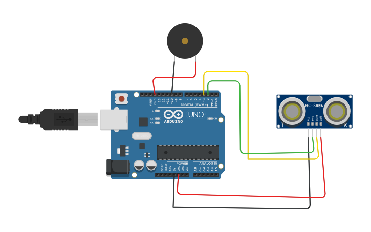Circuit design Smart blind stick - Tinkercad