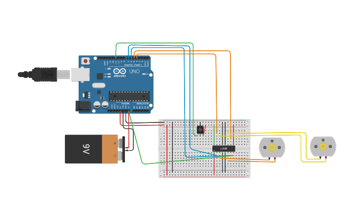 Circuit design RC car - Tinkercad