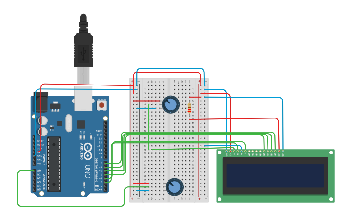 Circuit design ADC with Potensiometer - Tinkercad