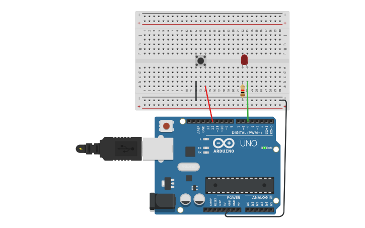 Circuit design Button-Controlled LED Modes - Tinkercad