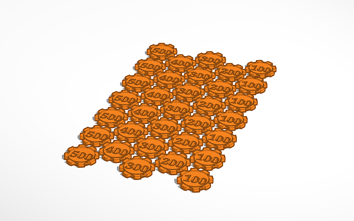 3D design Stackable coins (100-500) - Tinkercad