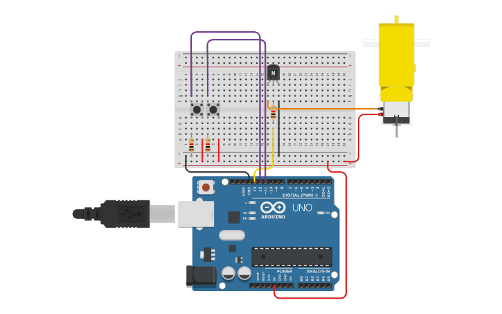 Circuit design Pulsador con transistor y arduino - Tinkercad