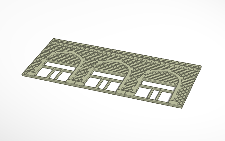 3D design n-scale arcade with 3 shops - Tinkercad