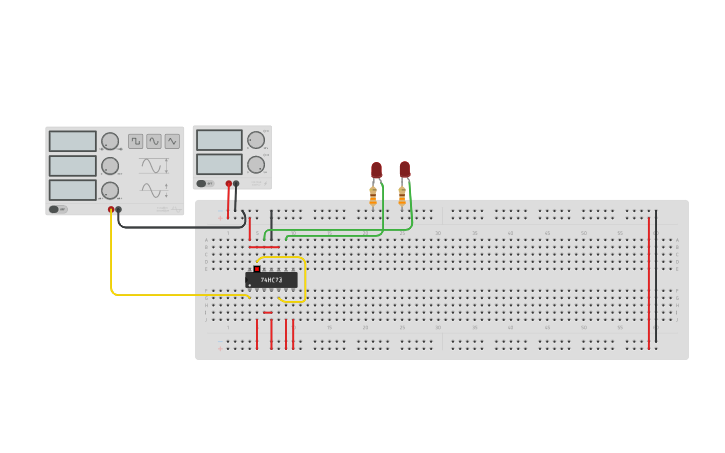 Circuit design Asynchronous 2 Bit Down counter using JK 7473 - Tinkercad
