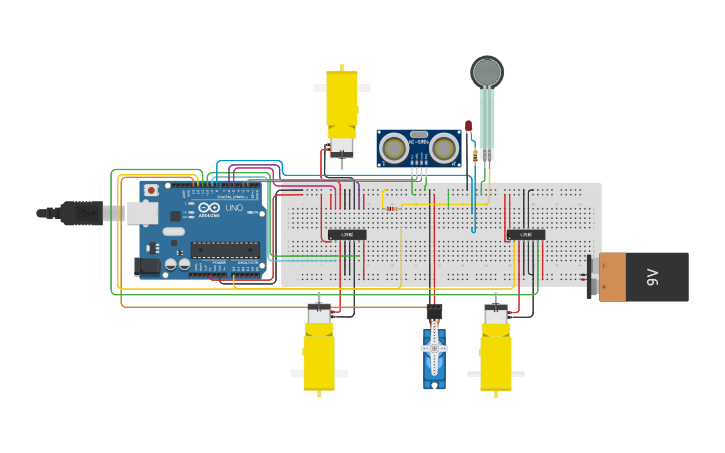 Circuit design Rake Bot - Tinkercad