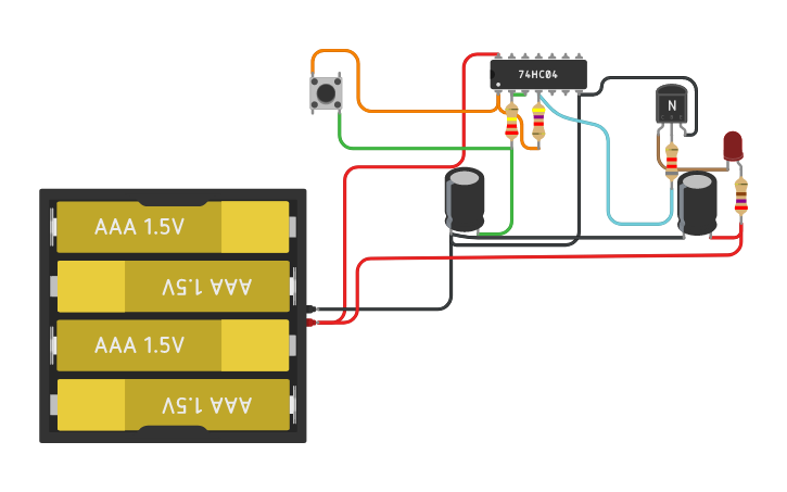 Circuit design latching momentary switch - Tinkercad