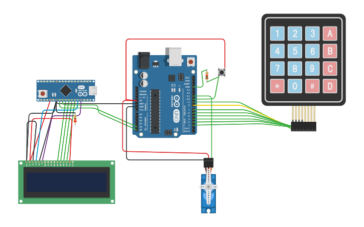 Circuit design Password-based door lock system - Tinkercad