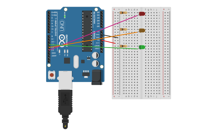 Circuit design traffic lights arduino - Tinkercad