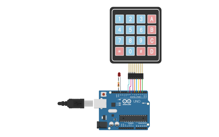 Circuit design Keypad Arduino 4*4 - Tinkercad