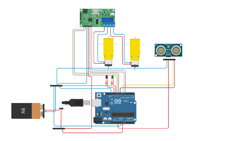 Circuit design Obstacle Avoiding Robot - Tinkercad