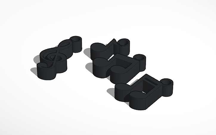 3D design Music Note Keychains - Tinkercad