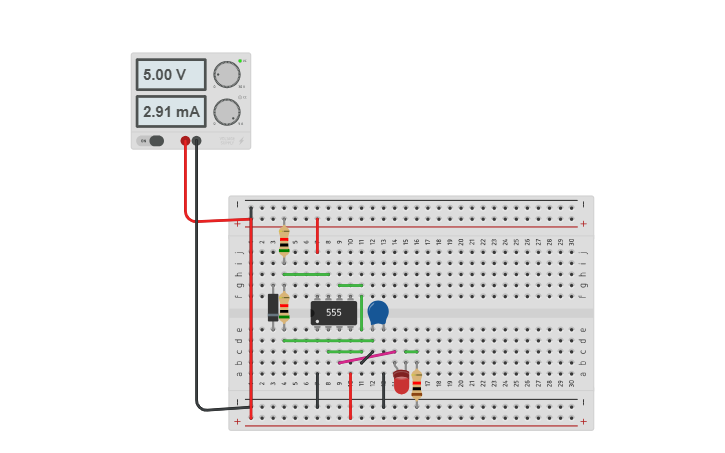 Circuit design NE555 - Tinkercad